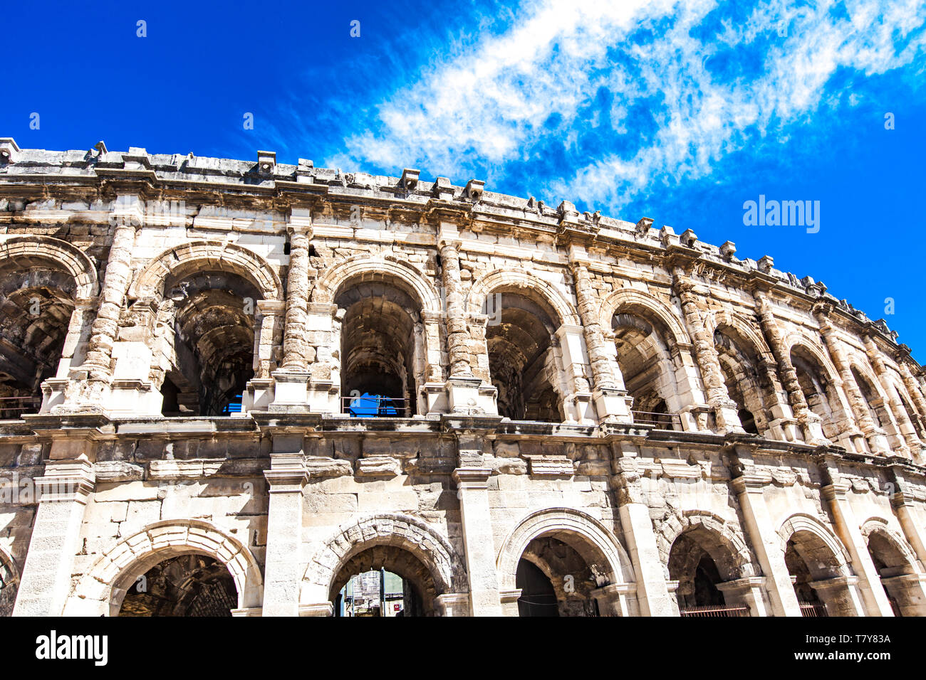 View at Arena of Nimes, Roman amphitheater in France Stock Photo - Alamy