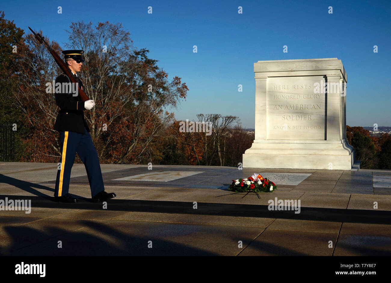 Honor guard at Changing of the guard ceremony at Tomb of the Unknown ...