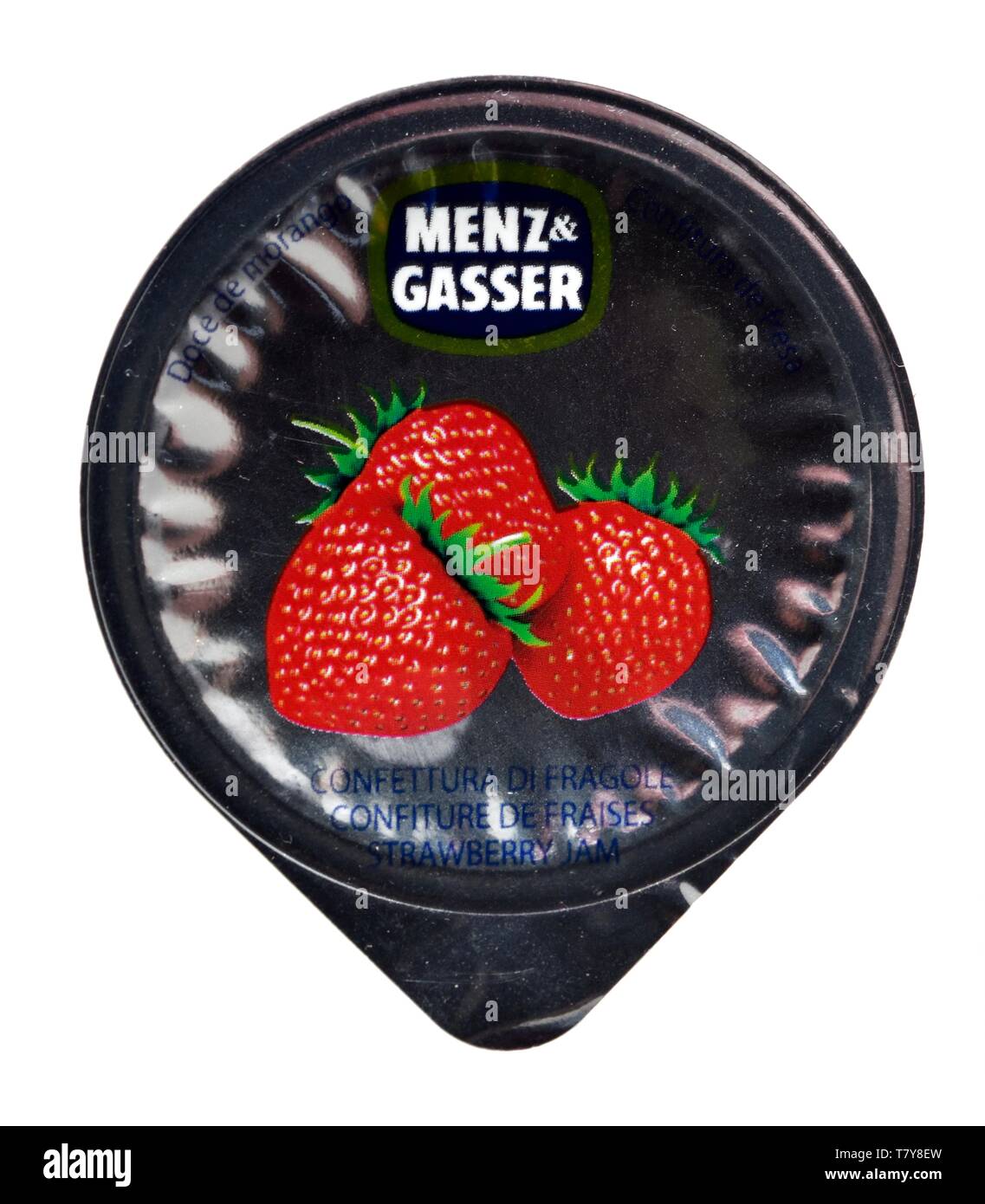 Single portion size pack,strawberry Stock Photo - Alamy