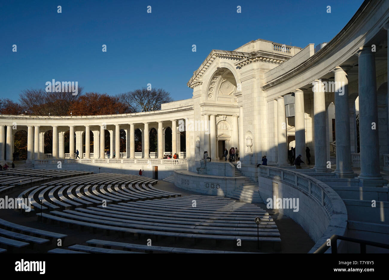 Arlington Memorial Amphitheater with visitors in Arlington National ...