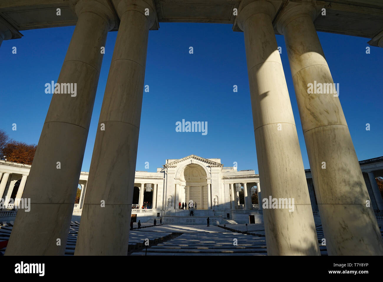 Arlington Memorial Amphitheater with visitors in Arlington National ...