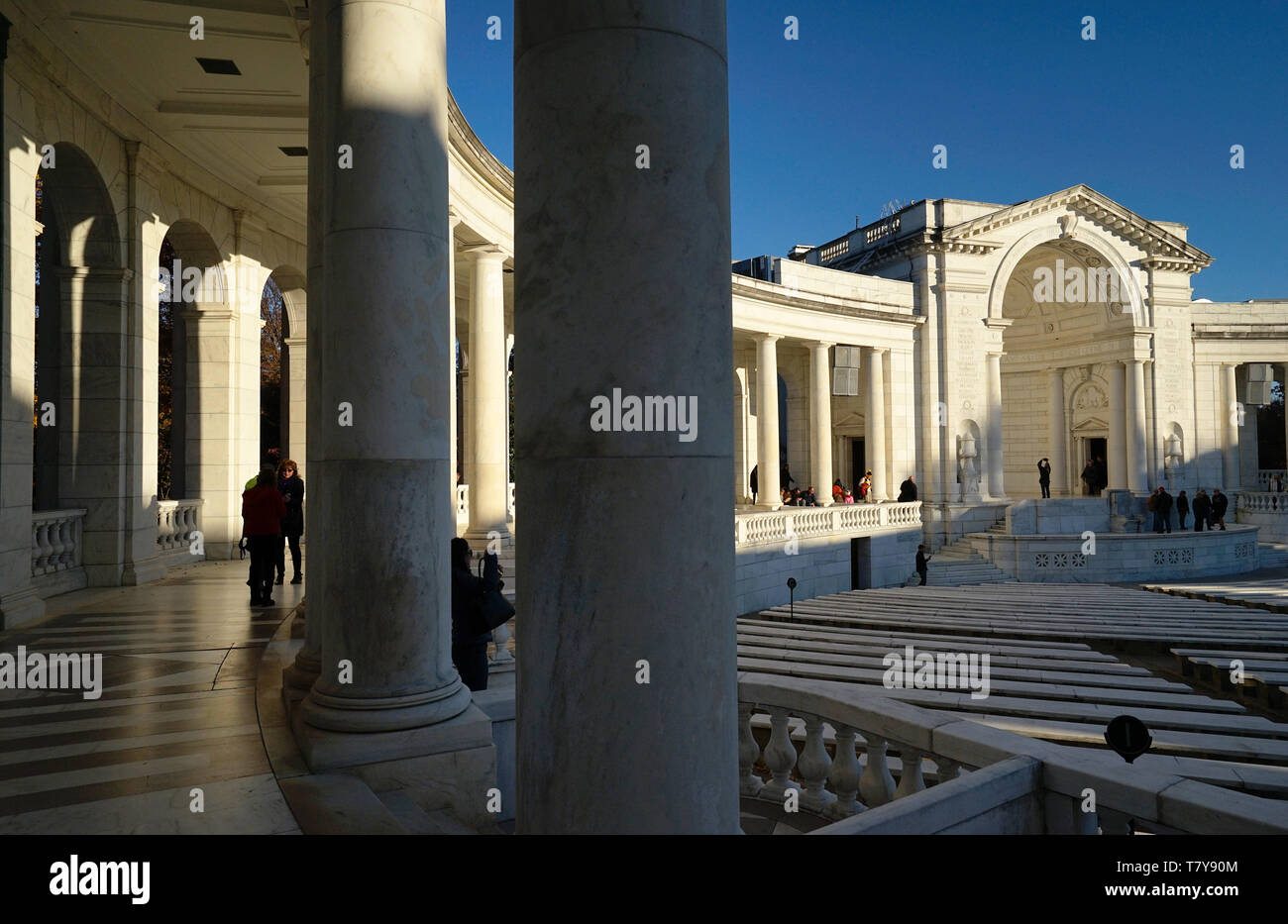 Arlington Memorial Amphitheater with visitors in Arlington National ...
