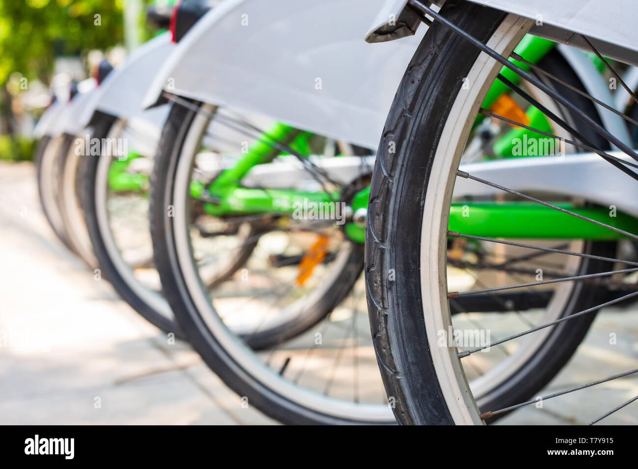 bicycle rack of the urban bike-sharing system in the city Stock Photo ...