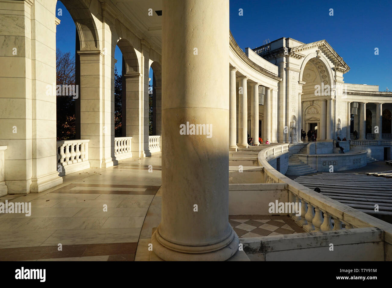 Arlington Memorial Amphitheater with visitors in Arlington National ...