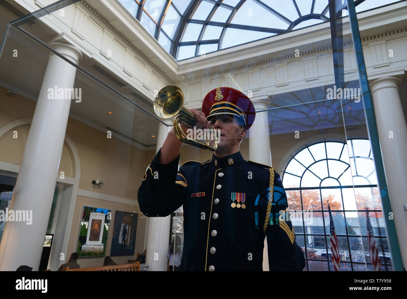 A life-size replica of U.S. Army Bugler Staff Sgt. Jesse Tubb in ...
