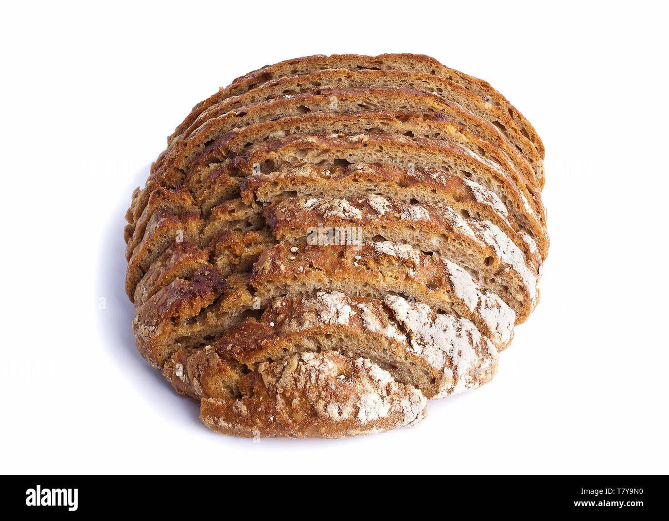 Sliced dark rye bread on white background Stock Photo - Alamy