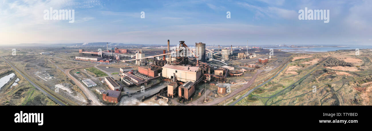 Panorama of the Redundant Corus, British Steel Works and Blast Furnace ...