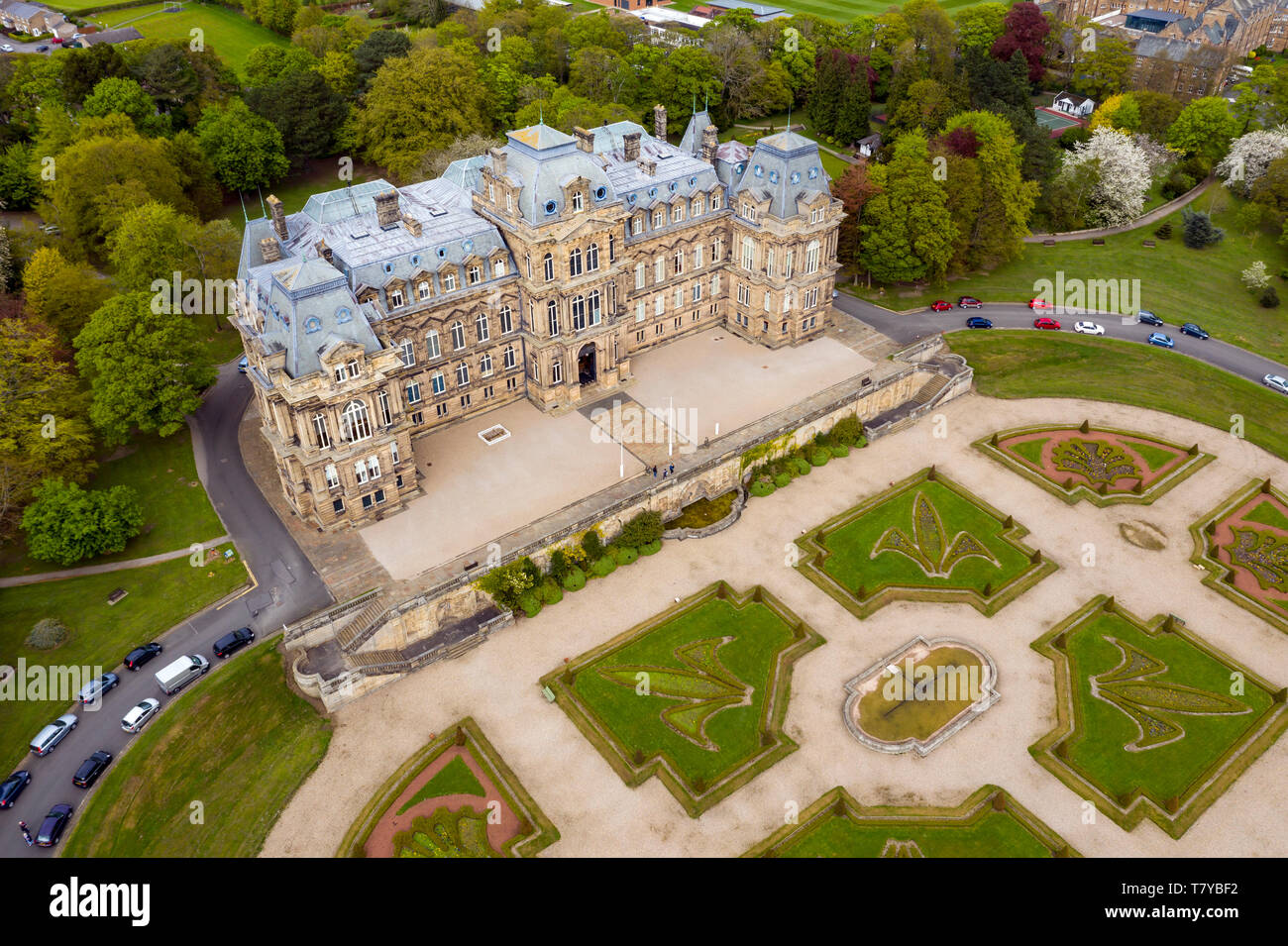 Aerial photograph of Bowes Museum, Barnard Castle, Teesdale, County ...