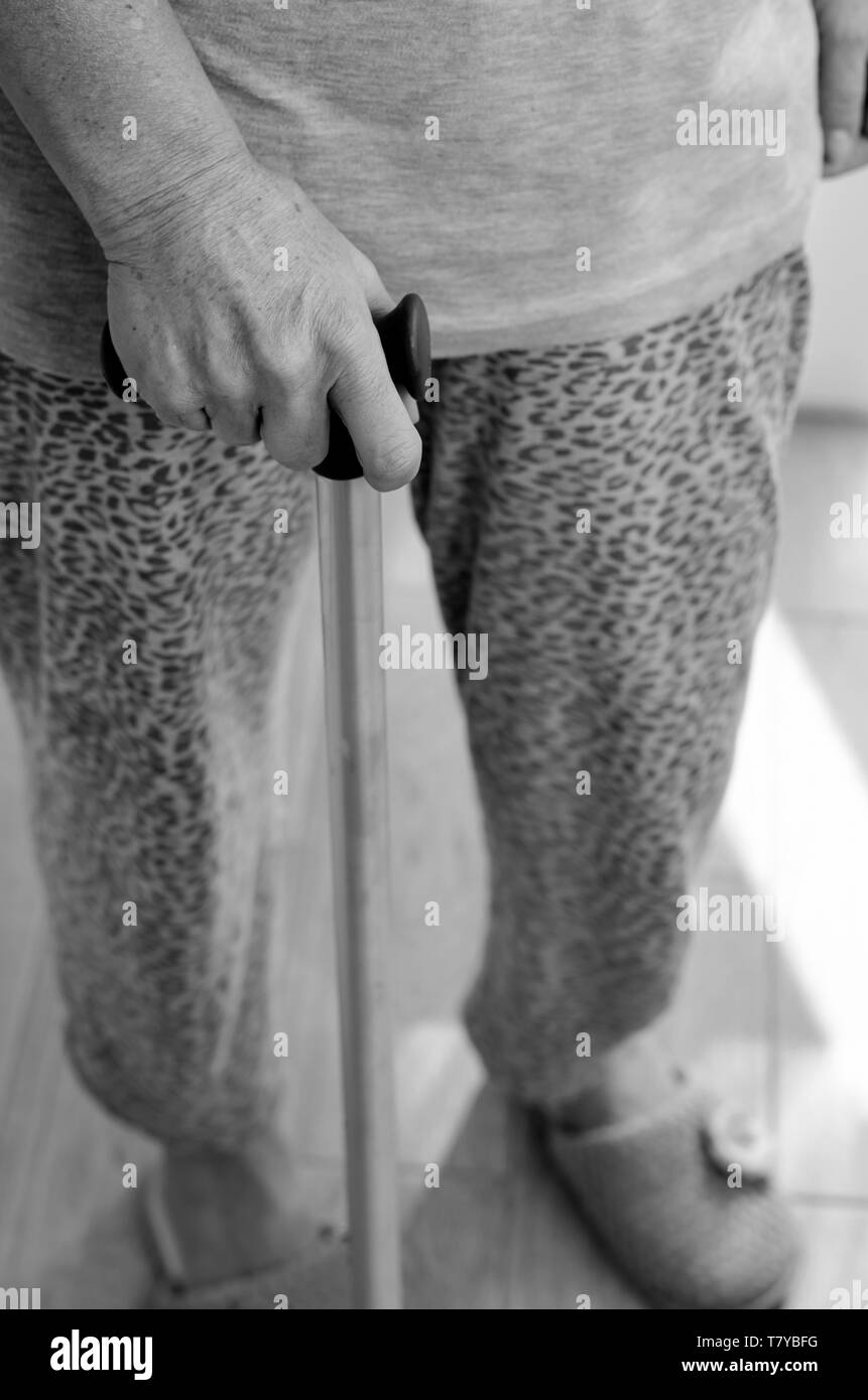 Elderly woman cane Black and White Stock Photos & Images - Alamy