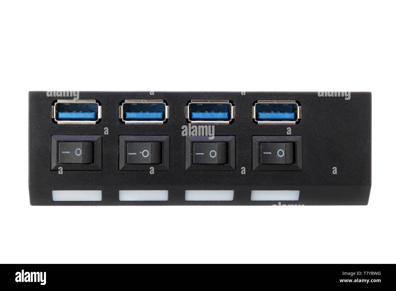 Black USB3 dock with empty connectors on white background Stock Photo ...