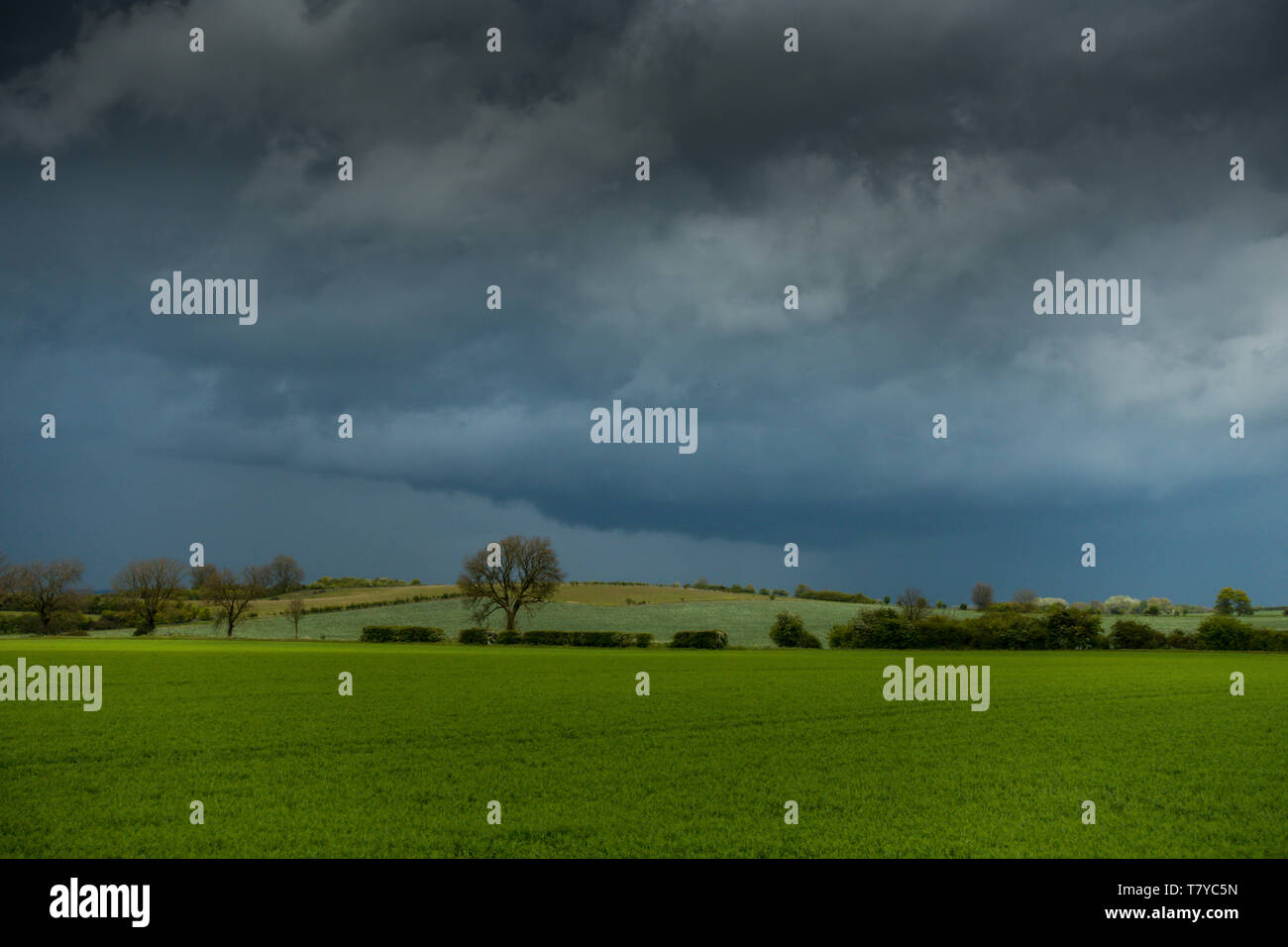 Heavy weather over the Hertfordshire countryside near Ashwell in the UK ...