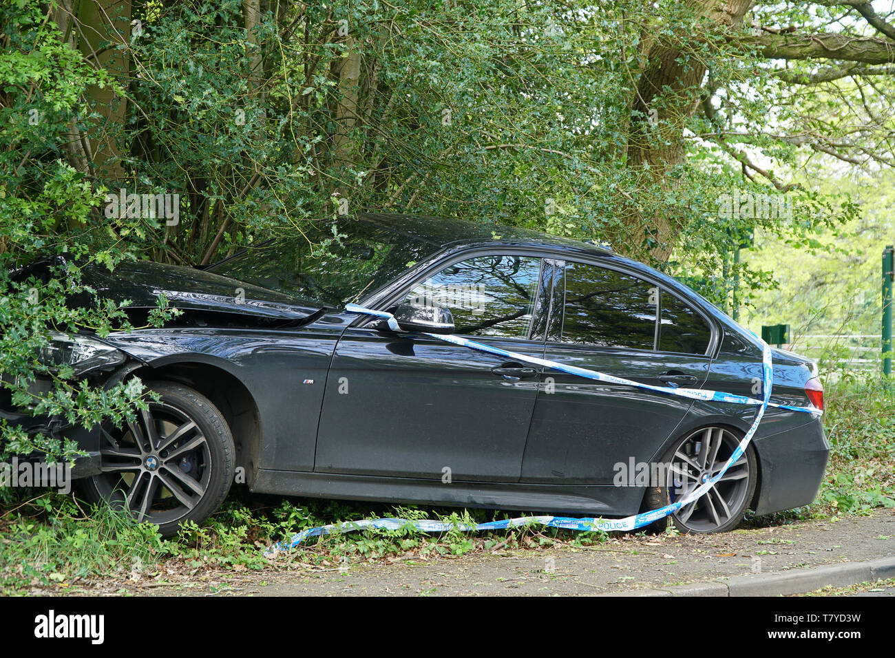 A single vehicle collision involving a car that has left the road at ...