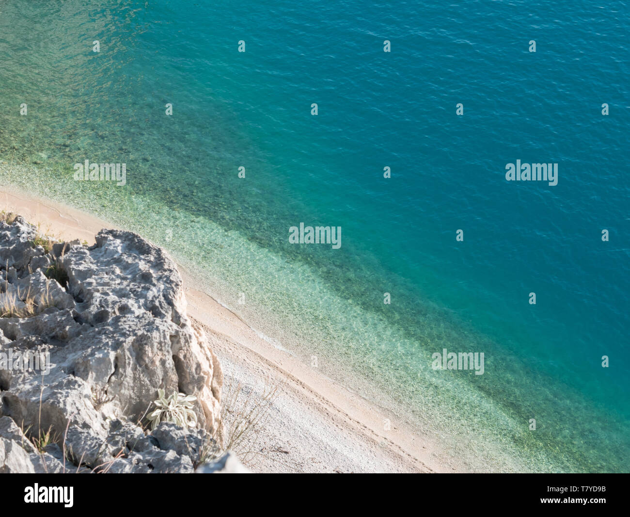 Scenic aerial view on hidden beach Nugal in Croatia at summer season ...