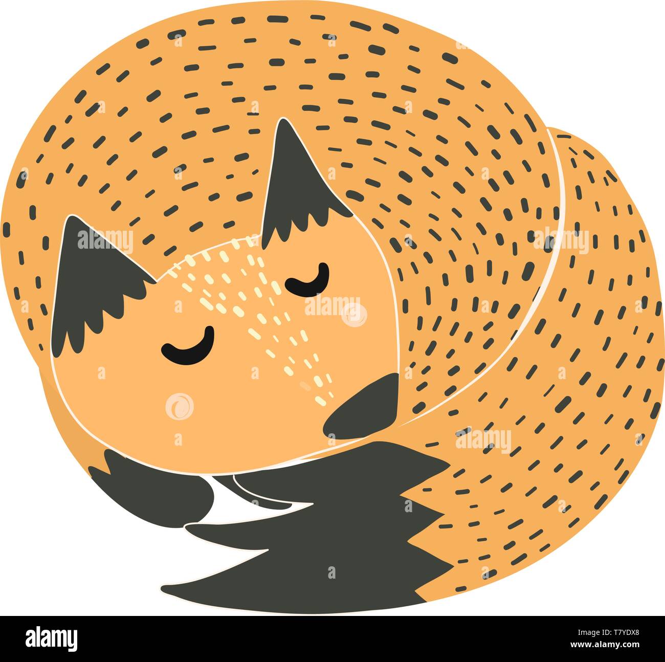 Cute sleeping fox isolated on white background. Vector illustration ...