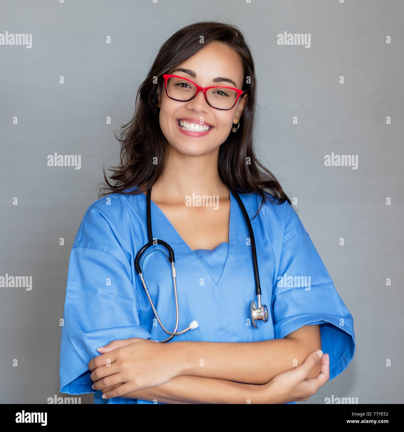 Portrait of beautiful french nurse looking at camera Stock Photo - Alamy