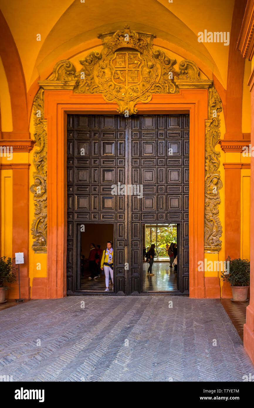 Beautiful stone works and tiles of the interior walls and arches of ...