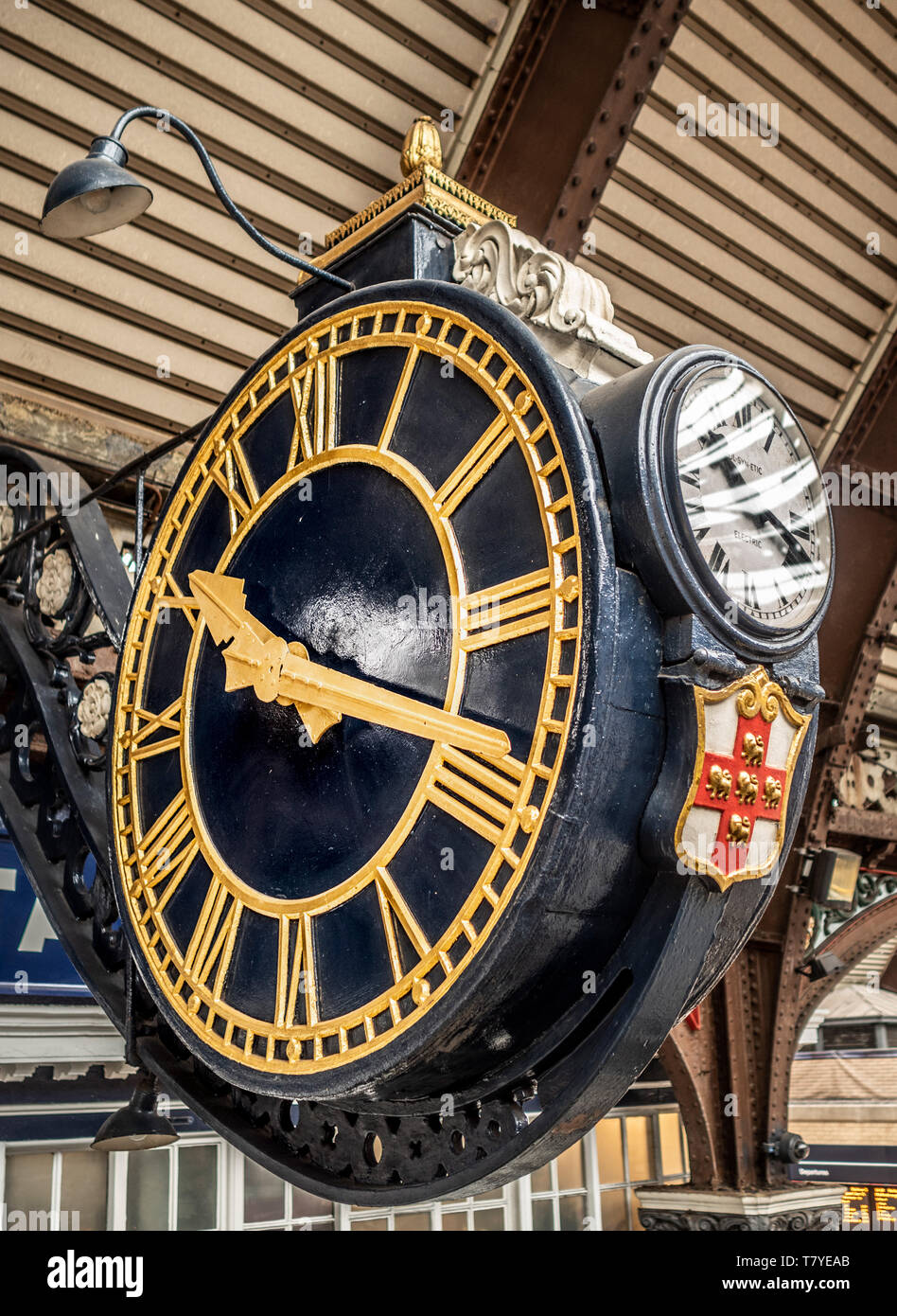 Clock at York Railway station, UK Stock Photo - Alamy