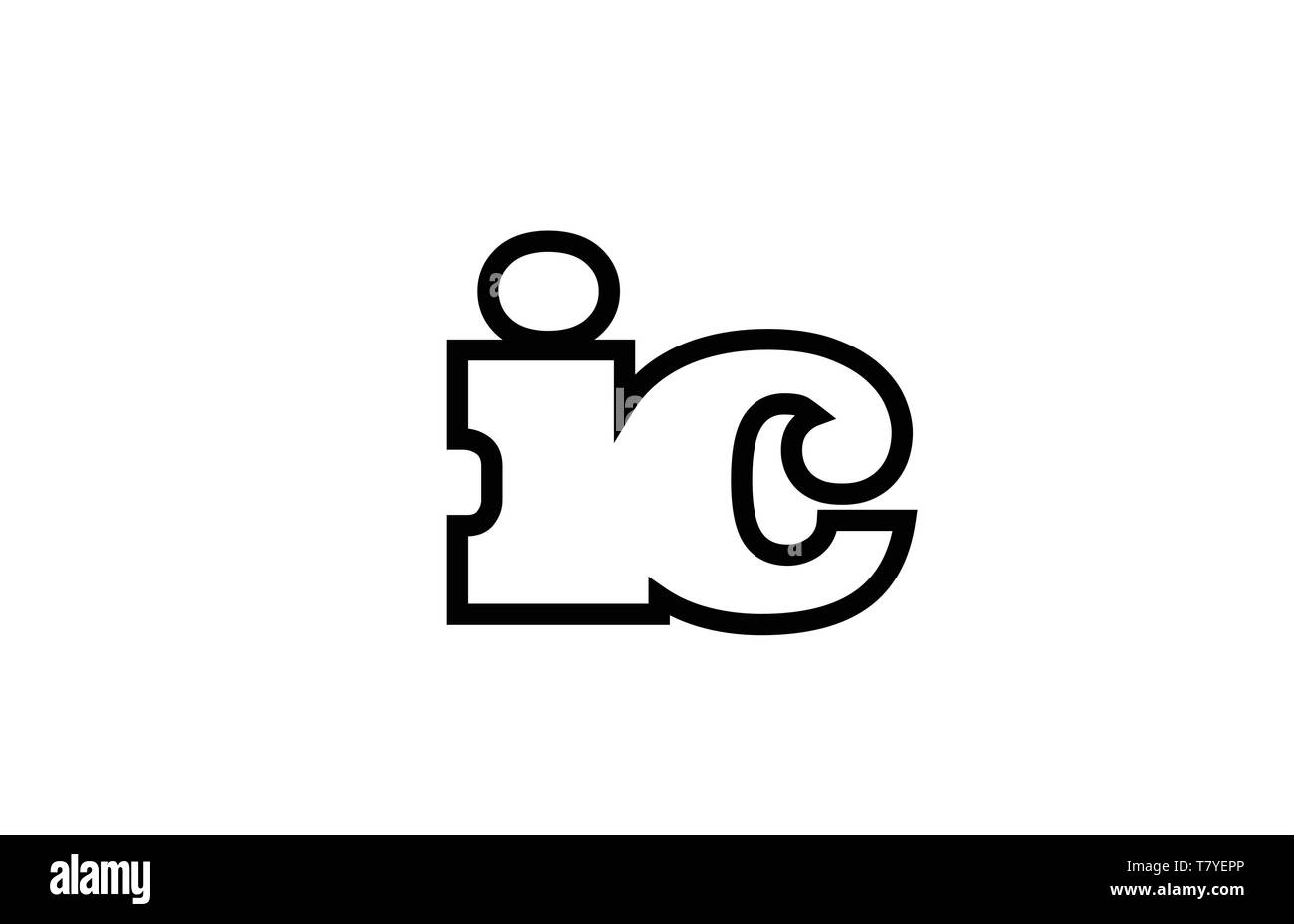 Connected or joined ic i c black alphabet letter combination suitable ...