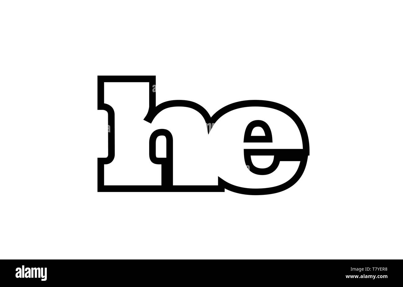 Connected or joined he h e black alphabet letter combination suitable ...