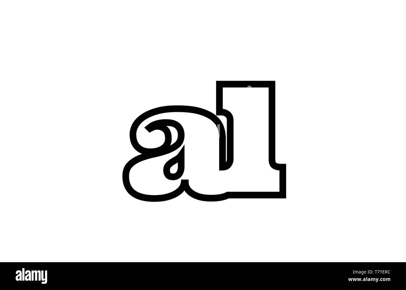 Connected or joined al a l black alphabet letter combination suitable ...