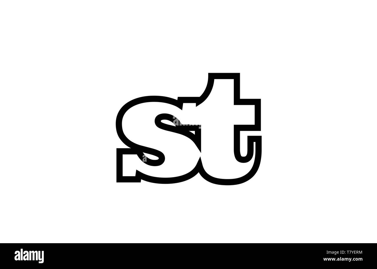 Connected or joined st s t black alphabet letter combination suitable ...