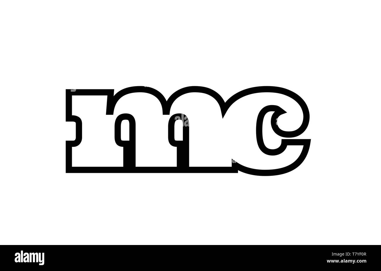 Connected or joined mc m c black alphabet letter combination suitable ...