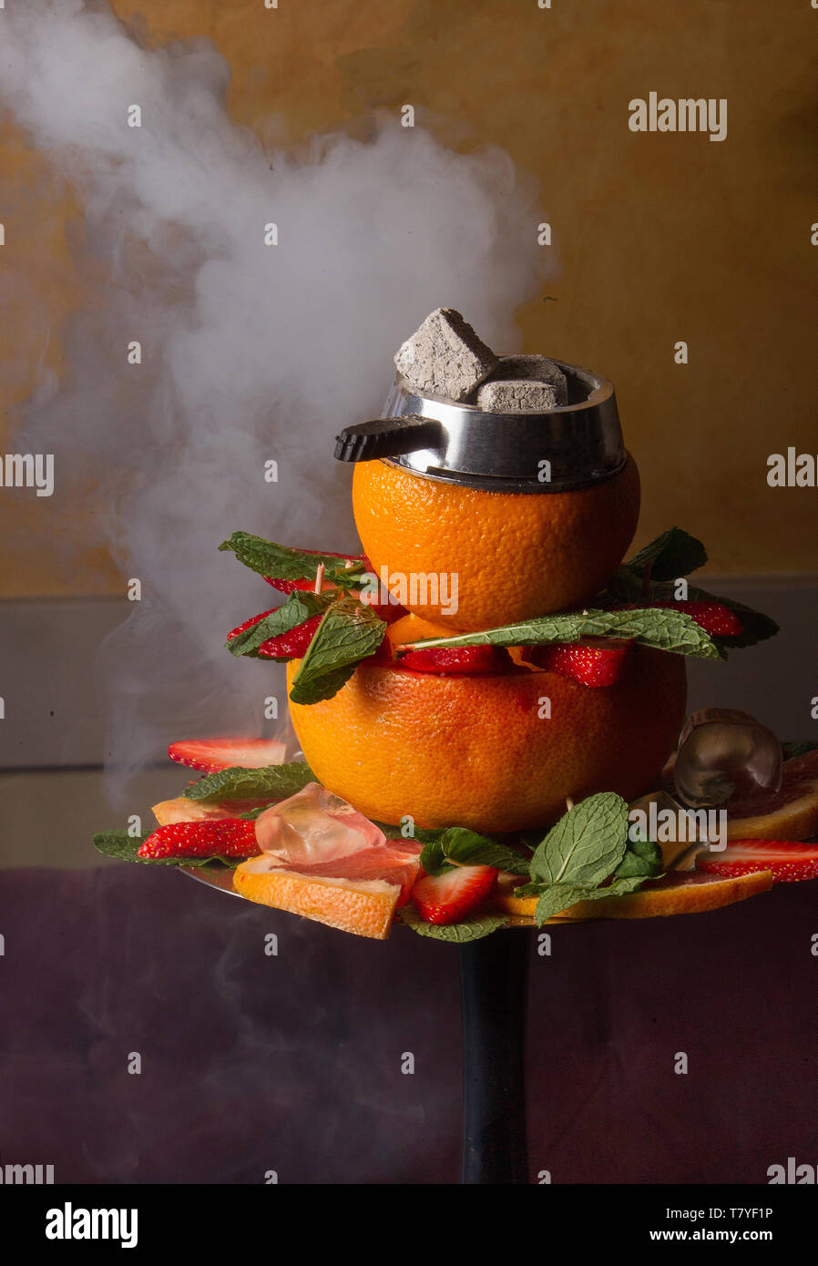 fruit hookah with smoke Stock Photo - Alamy