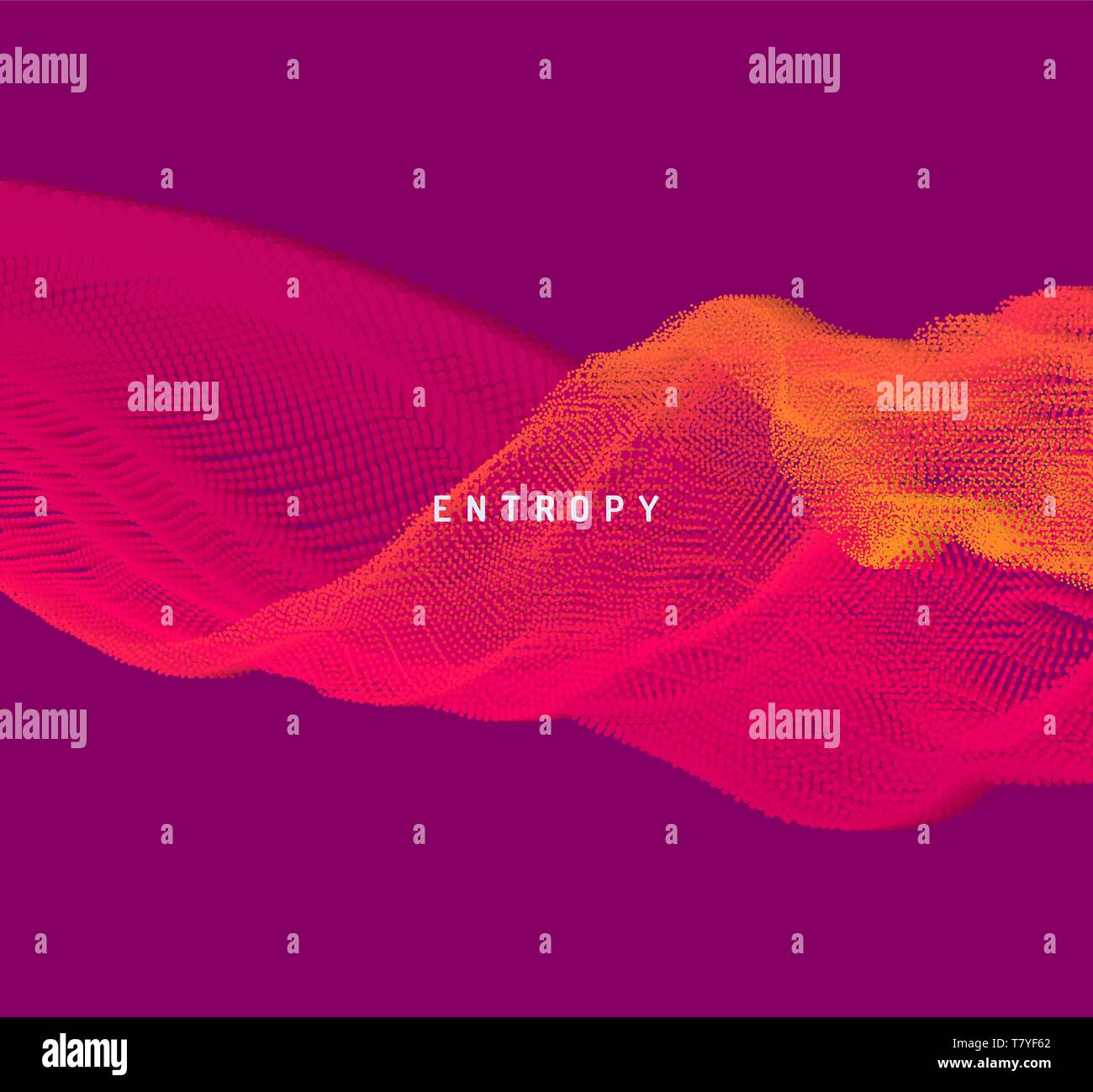 Array with dynamic emitted particles. Water splash imitation. Abstract ...