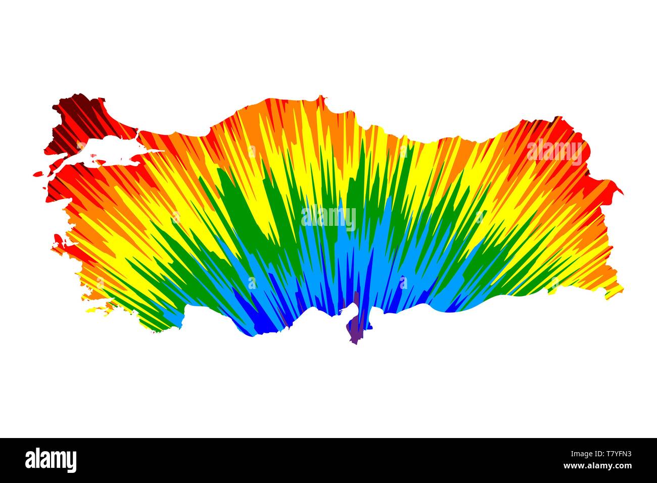 Turkey - map is designed rainbow abstract colorful pattern, Republic of ...