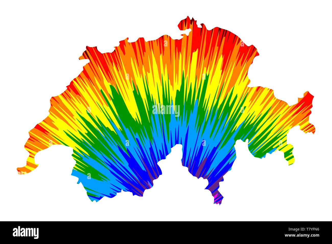 Switzerland - map is designed rainbow abstract colorful pattern, Swiss ...