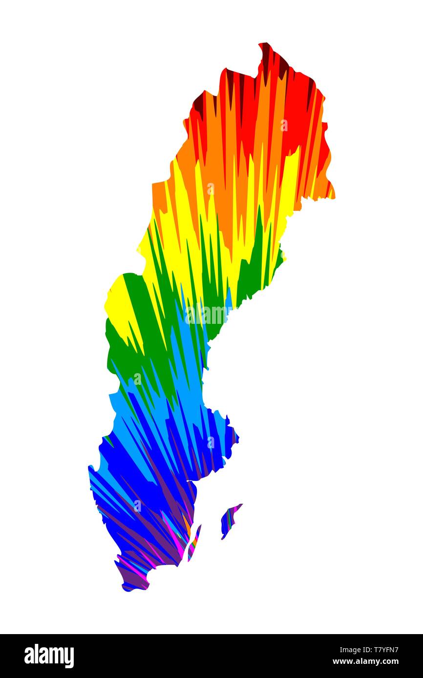Sweden - map is designed rainbow abstract colorful pattern, Kingdom of ...