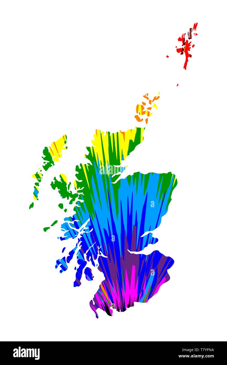 Scotland - map is designed rainbow abstract colorful pattern, Scotland ...