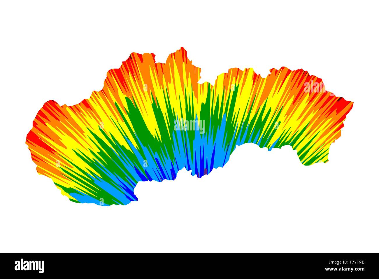 Slovakia - map is designed rainbow abstract colorful pattern, Slovak Republic map made of color ...