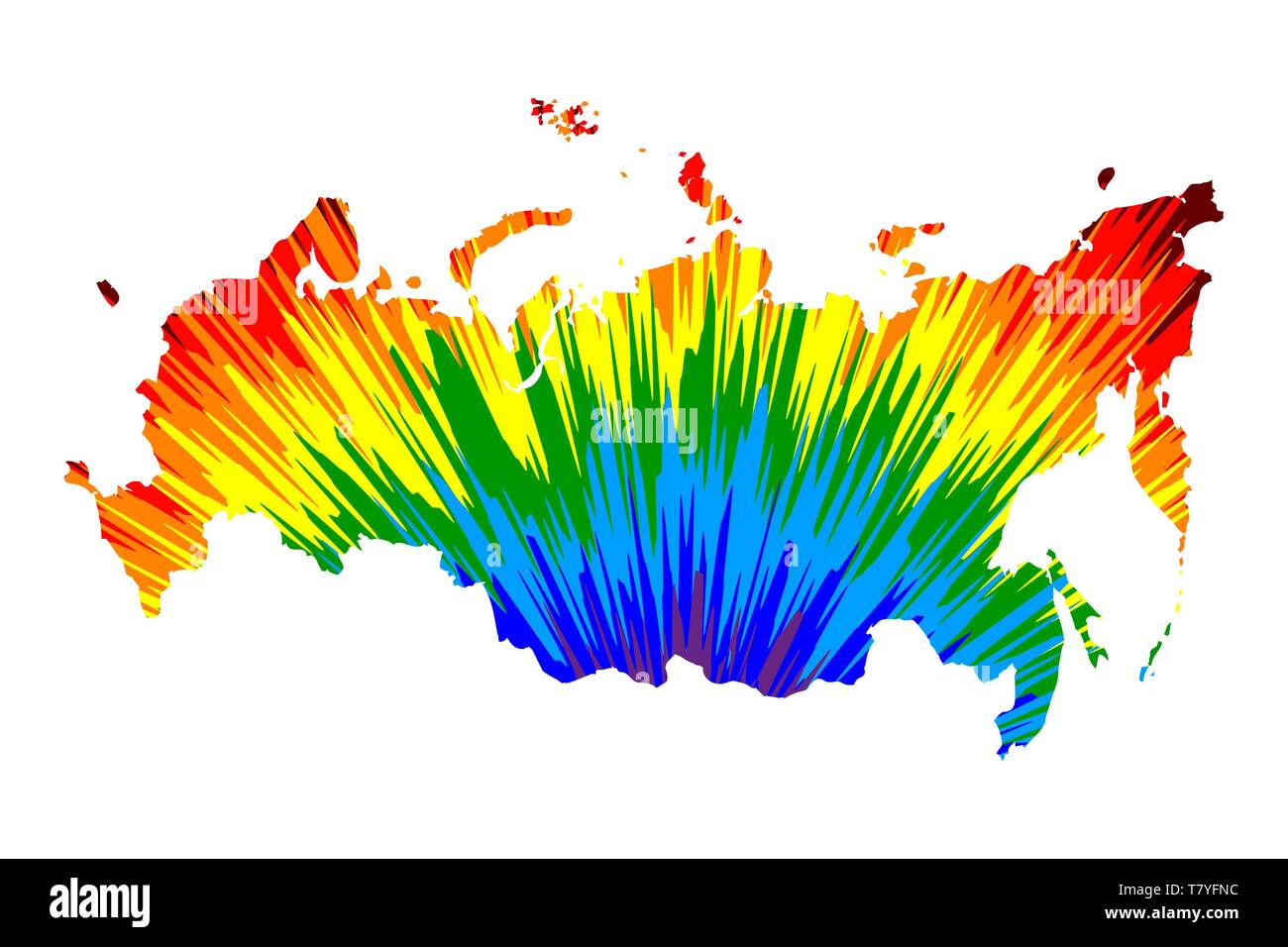 Russia - map is designed rainbow abstract colorful pattern, Russian ...