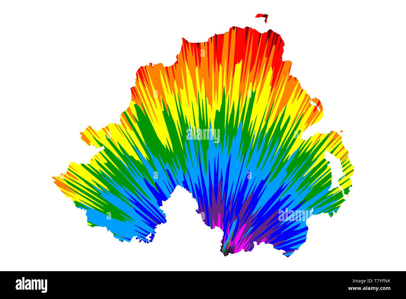 Northern Ireland - map is designed rainbow abstract colorful pattern ...