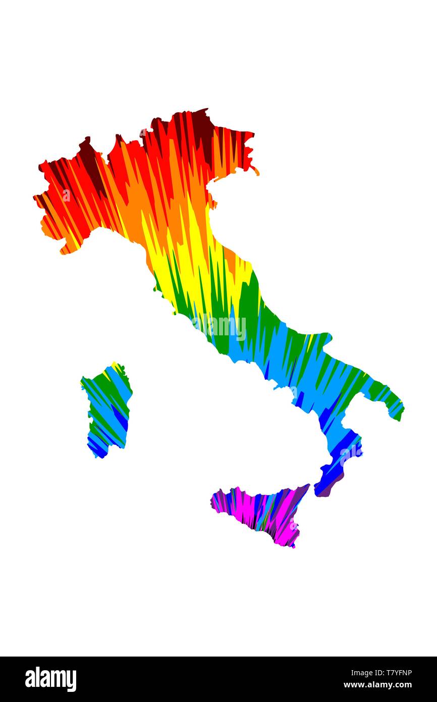 Italy - map is designed rainbow abstract colorful pattern, Italian ...