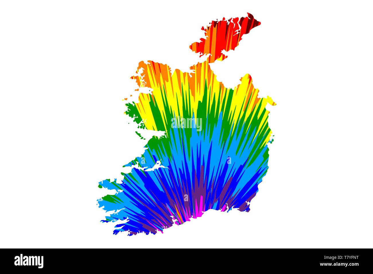 Ireland - map is designed rainbow abstract colorful pattern, Republic ...