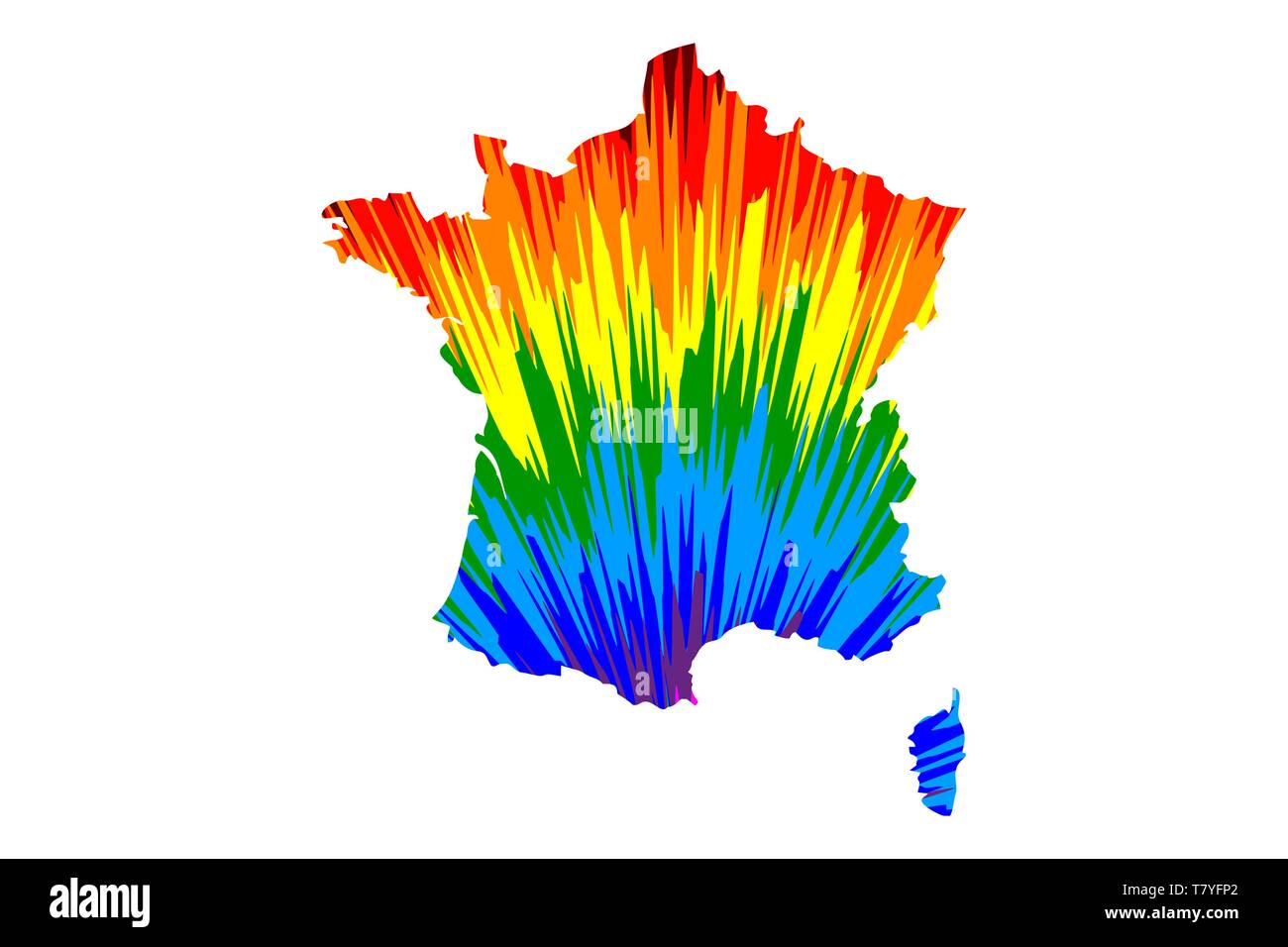 France - map is designed rainbow abstract colorful pattern, French ...