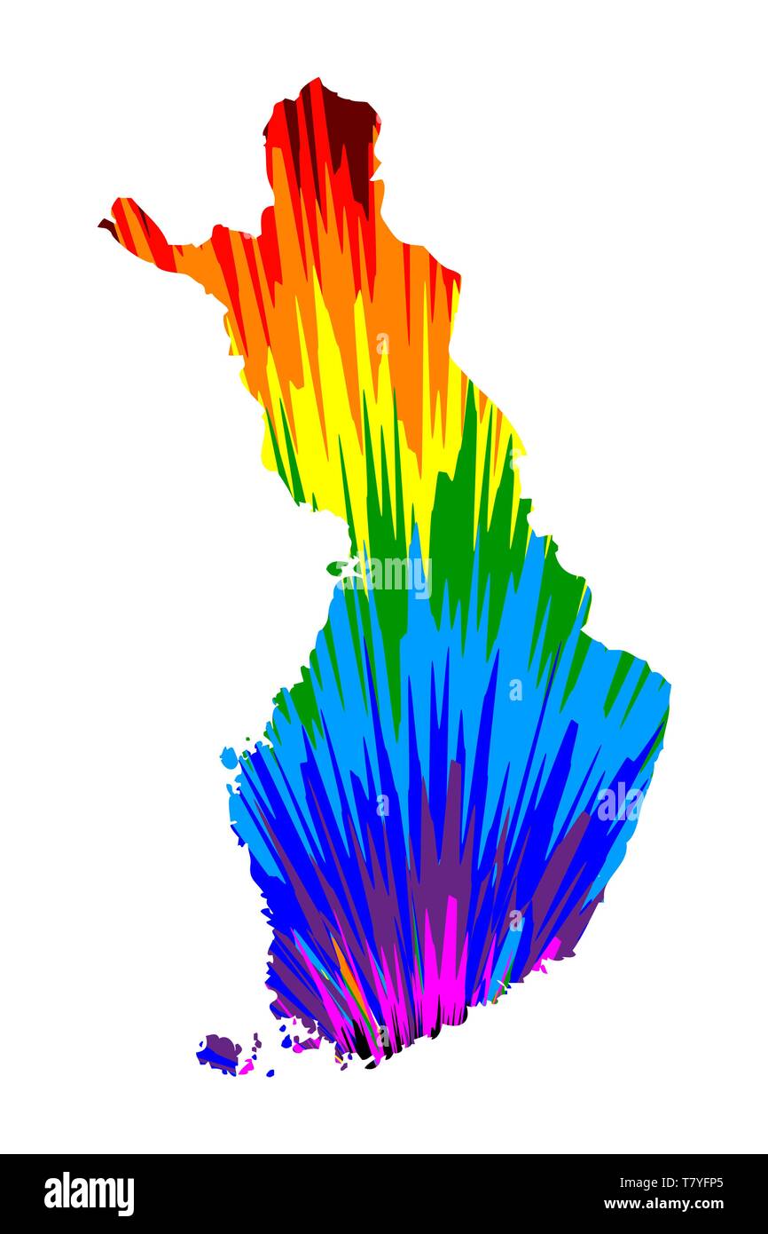 Finland - map is designed rainbow abstract colorful pattern, Republic ...