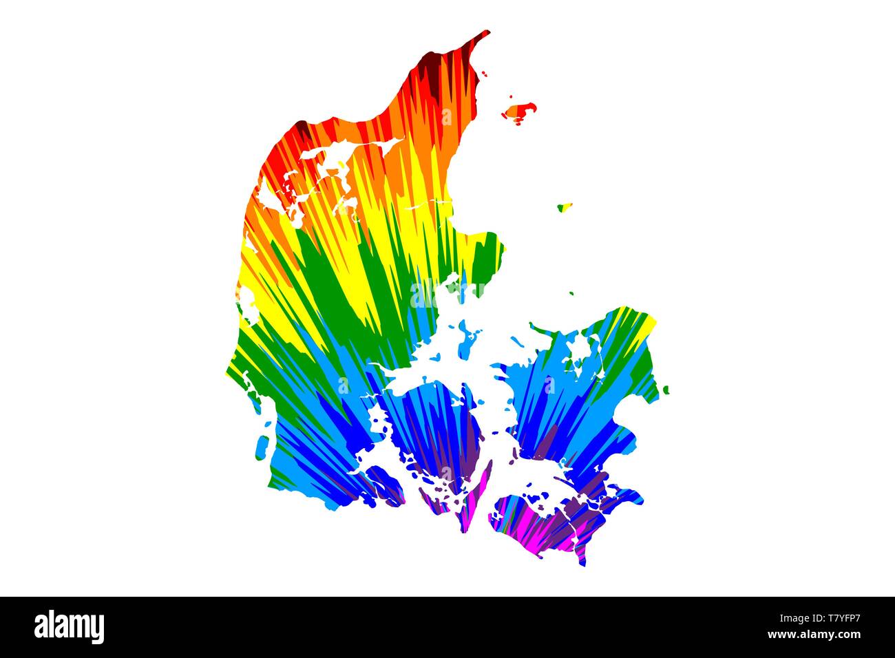 Denmark - map is designed rainbow abstract colorful pattern, Kingdom of ...