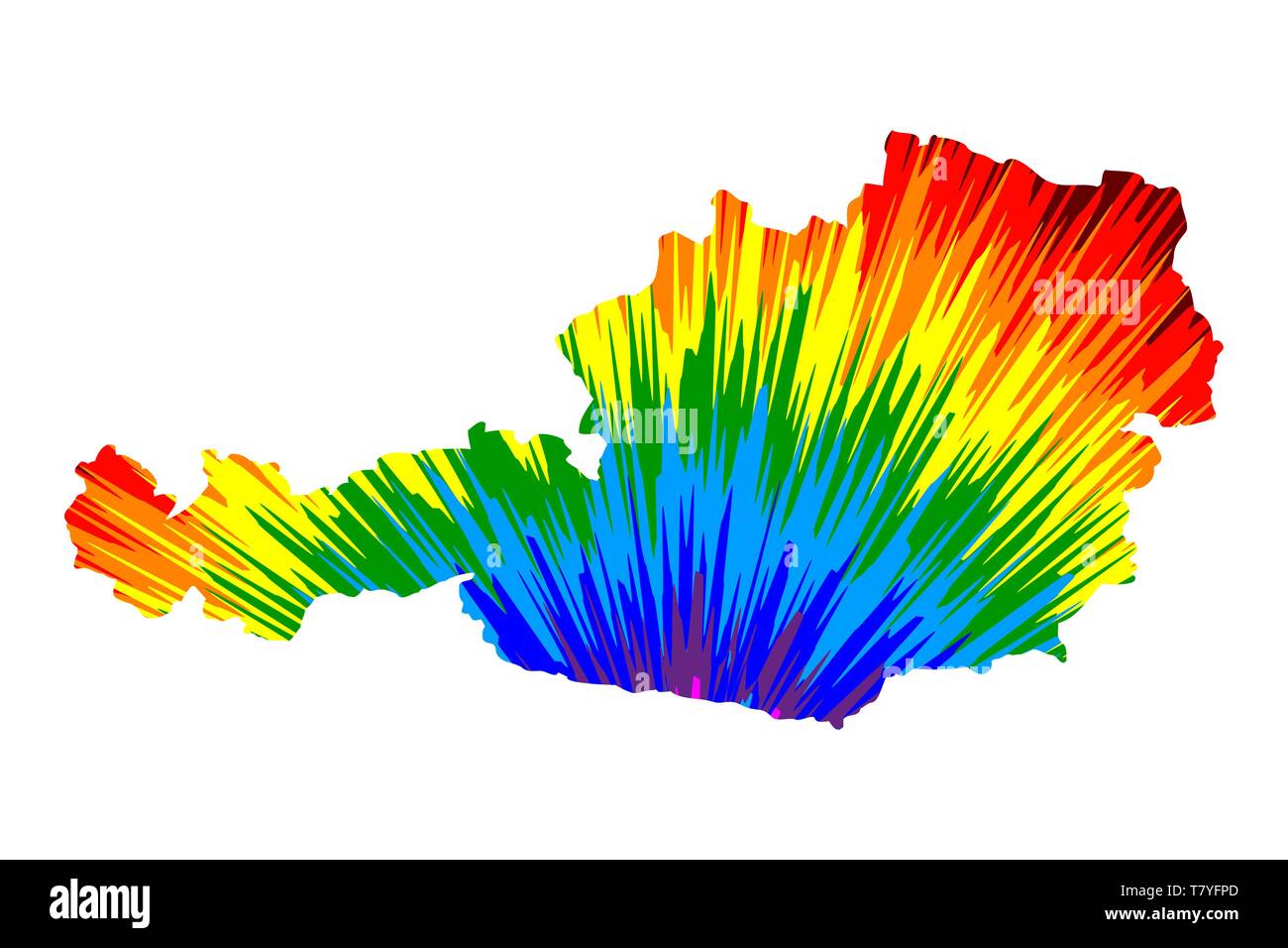 Austria - map is designed rainbow abstract colorful pattern, Republic ...