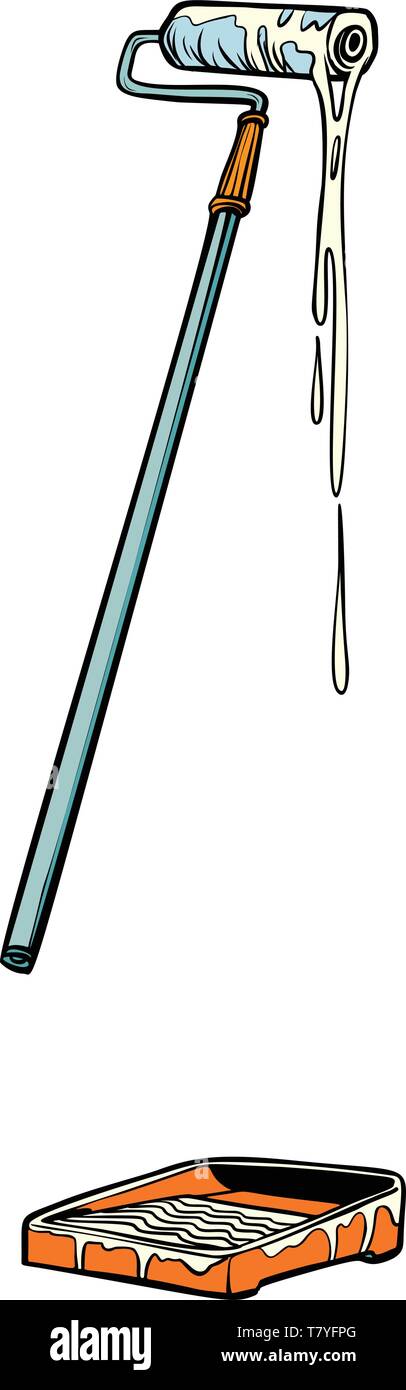 paint roller white, home repair. Comic cartoon pop art retro vector ...