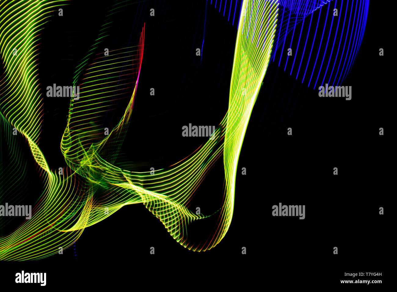 3d illustration. Abstract colorful lines on neutral background of black ...