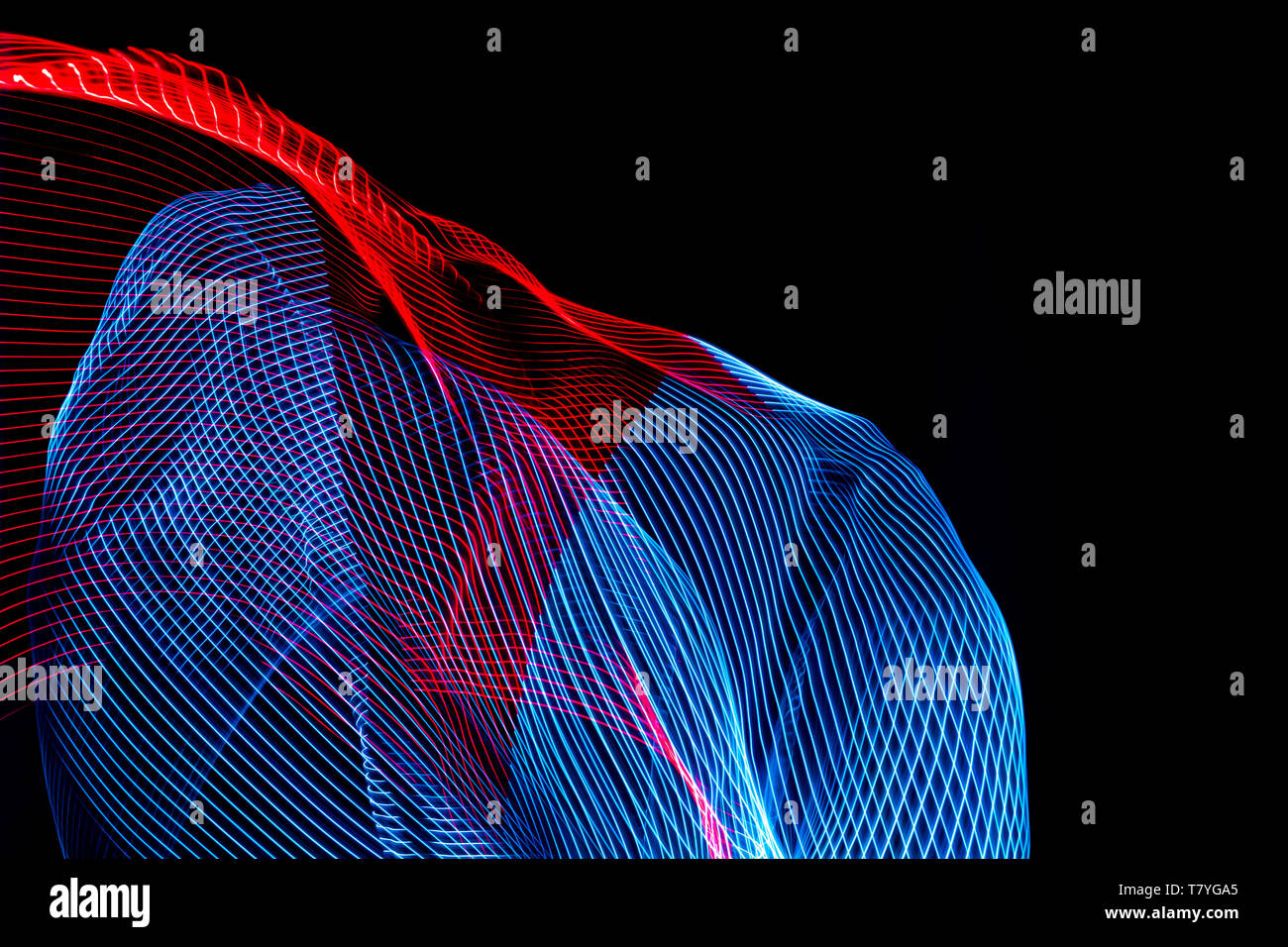 3d illustration. Abstract colorful lines on neutral background of black ...