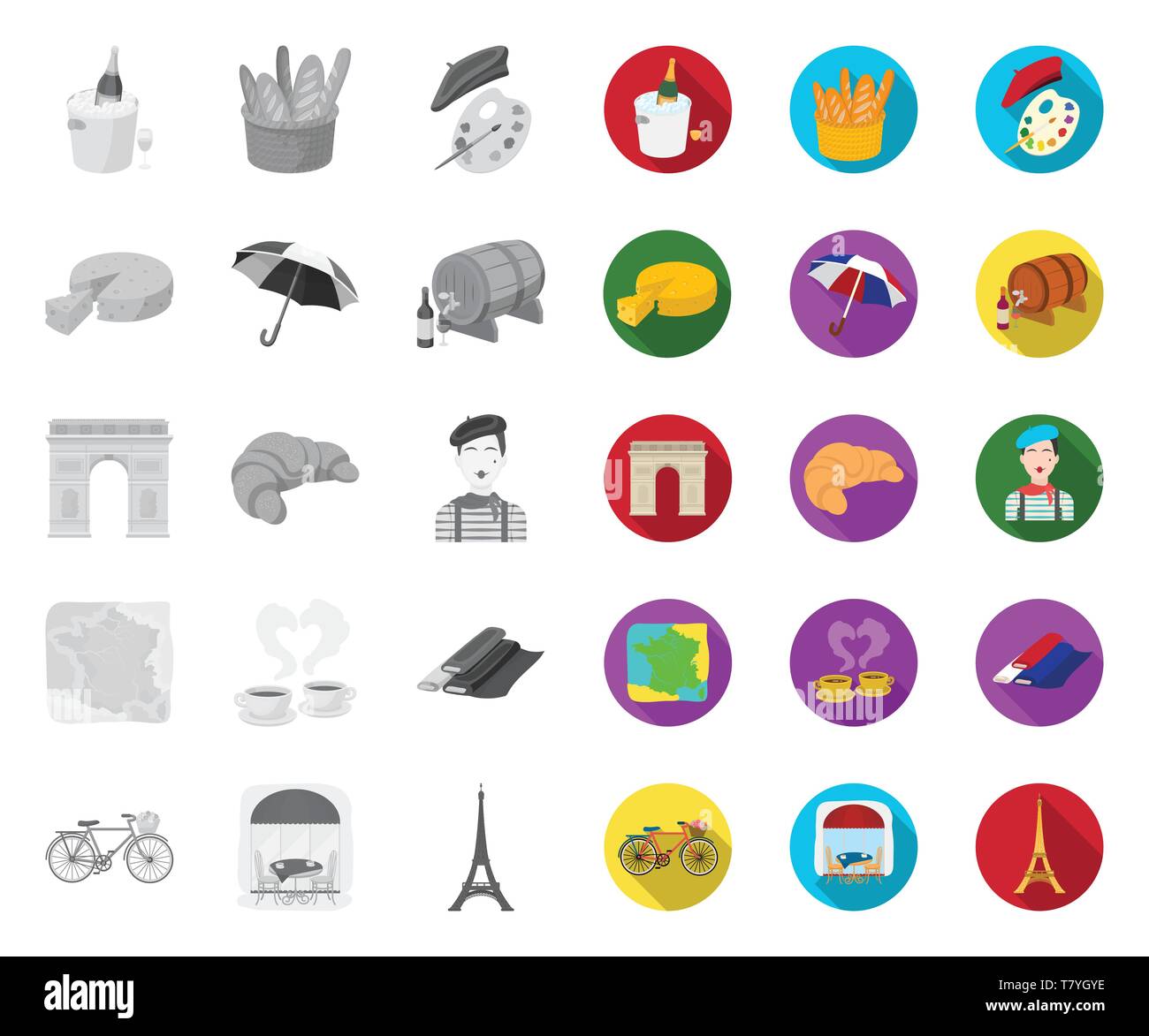 Country France mono,flat icons in set collection for design. France and ...