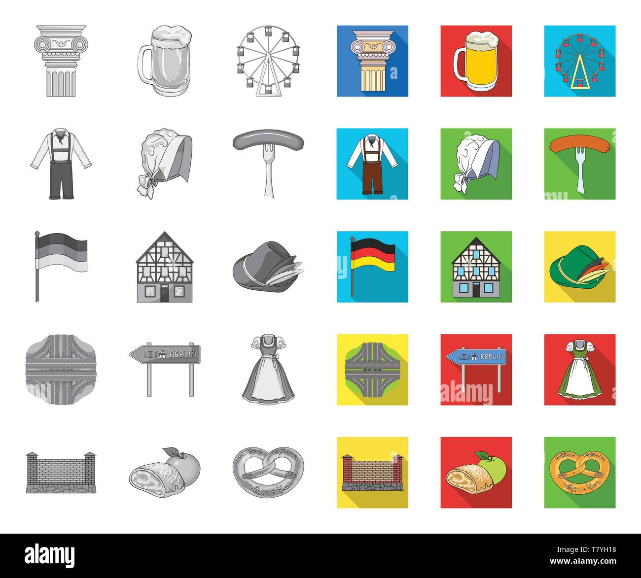 Country Germany mono,flat icons in set collection for design. Germany ...