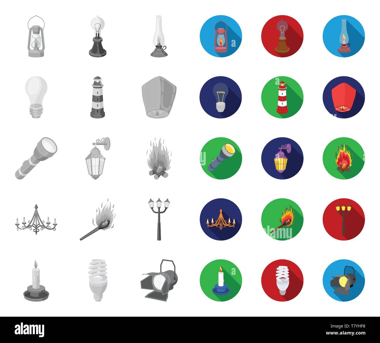 Light source mono,flat icons in set collection for design. Light and ...