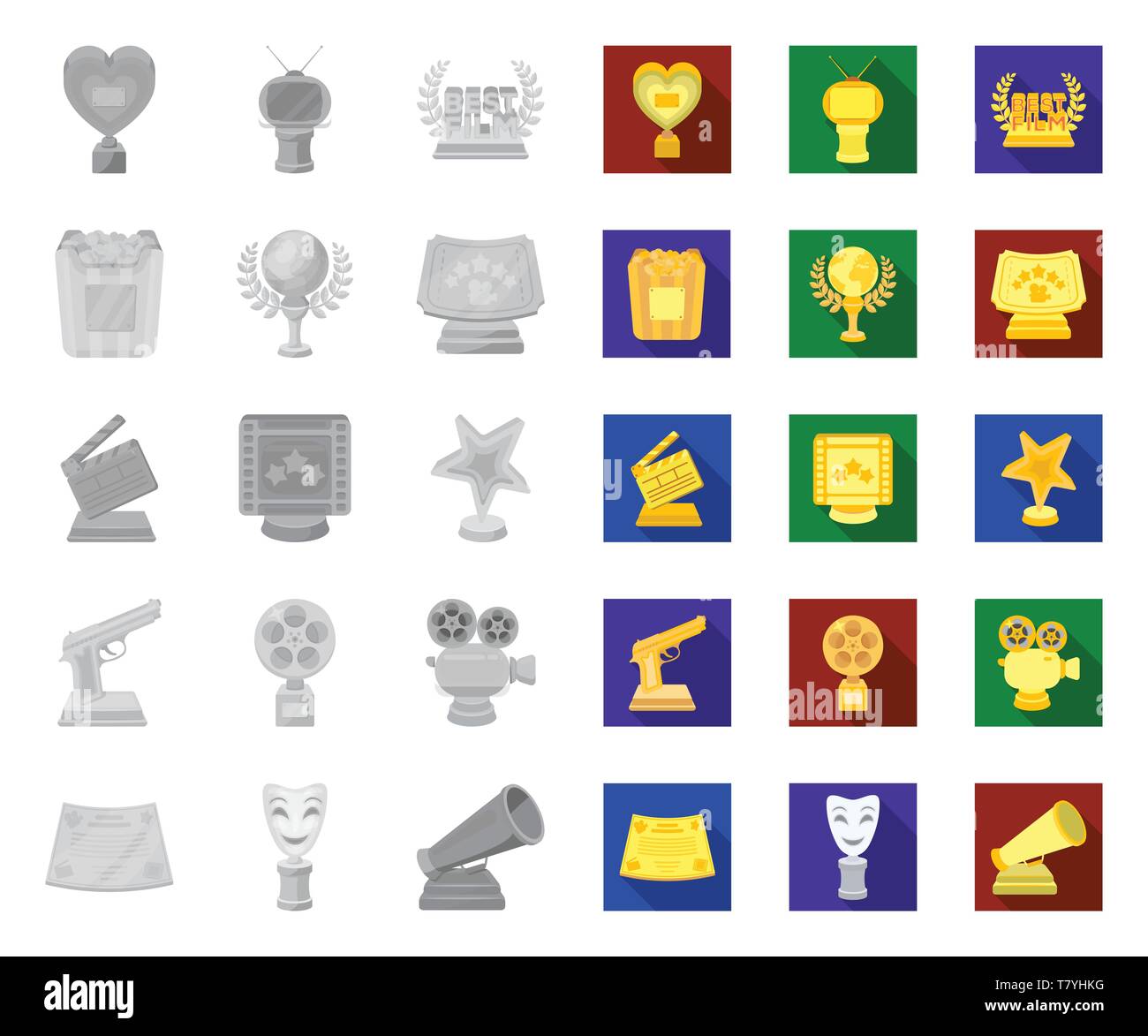 Film awards and prizes mono,flat icons in set collection for design ...