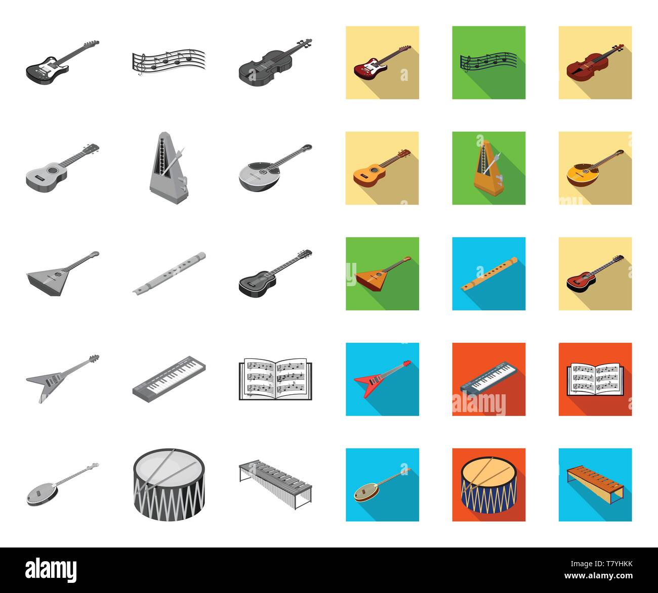 Musical instrument mono,flat icons in set collection for design. String ...