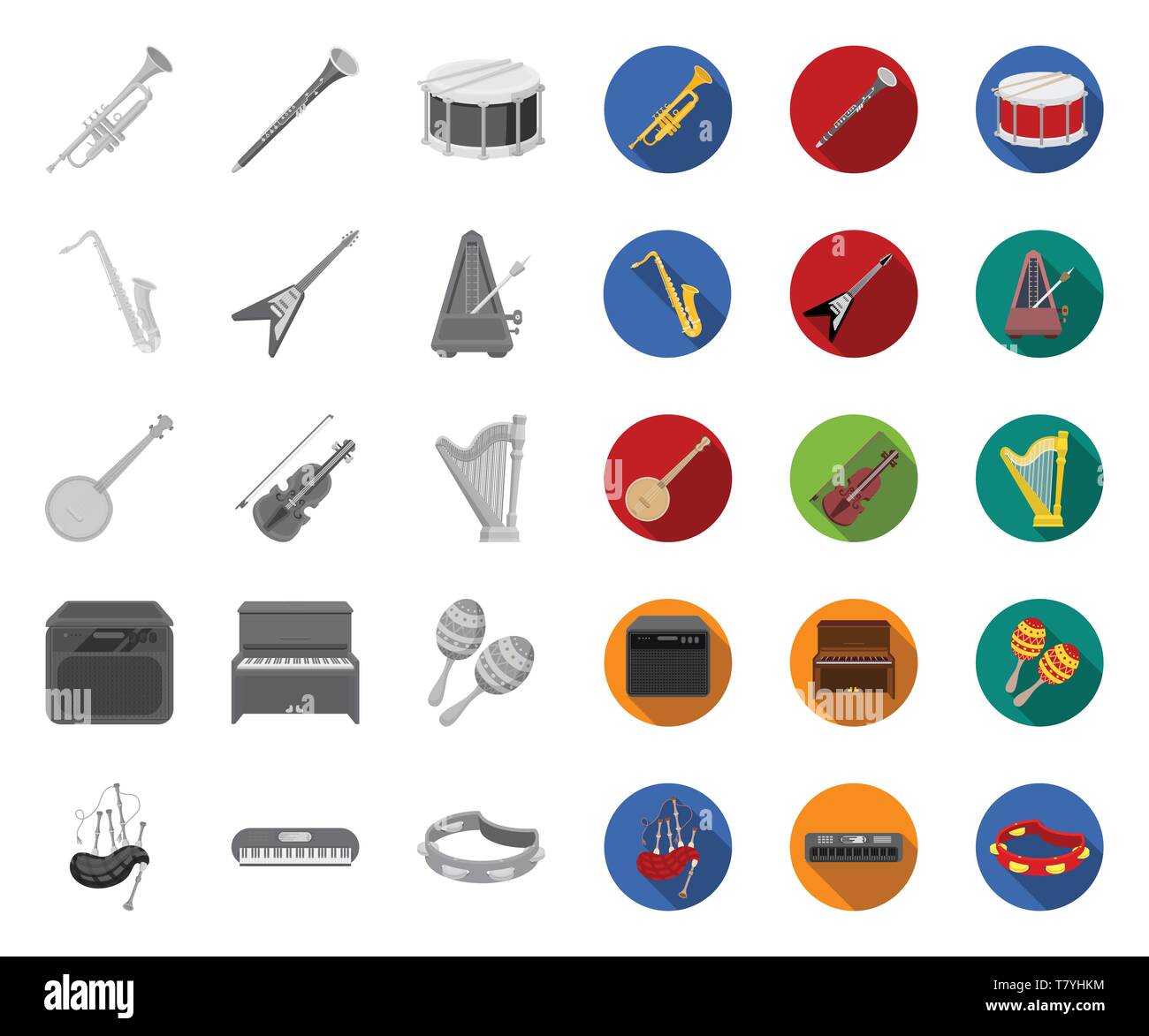 Musical instrument mono,flat icons in set collection for design. String ...